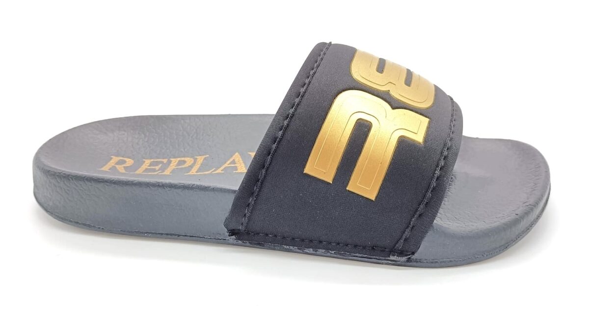 Replay SLIDE JR LYCRA Black gold | Kindermodehuis.nl