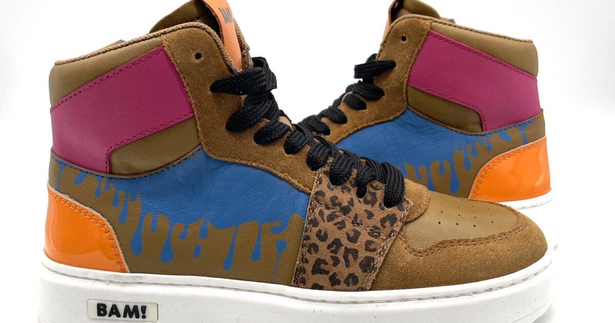 BAM sneaker hoog Petrol slime/camel combi | Kindermodehuis.nl
